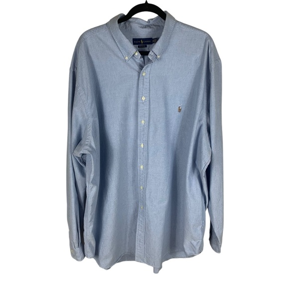 Ralph Lauren | Shirts | Mens Ralph Lauren Blue Colored Logo Long Sleeve Button Front Shirt Size ...